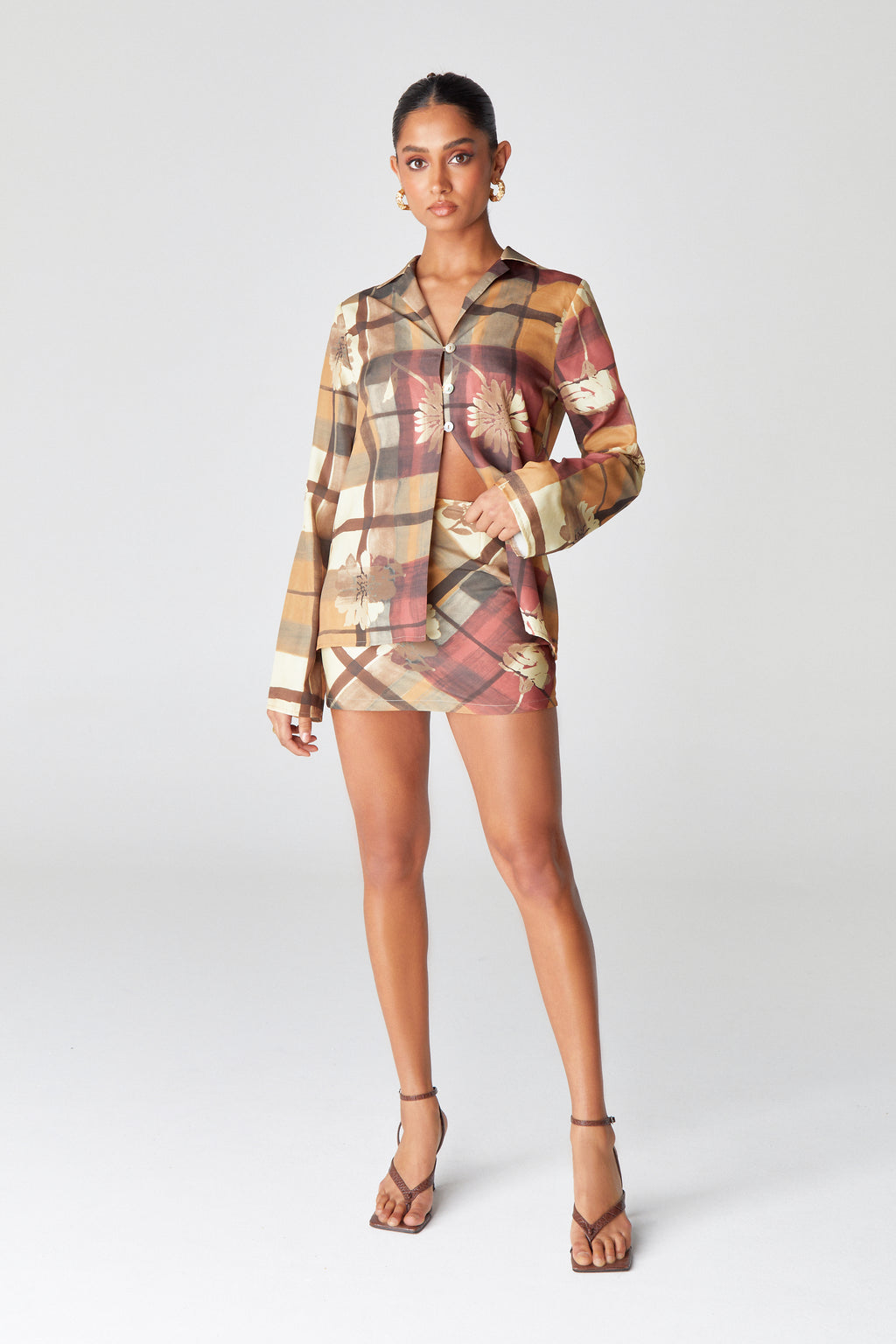 Checked Floral Mini Skirt – Hyphen